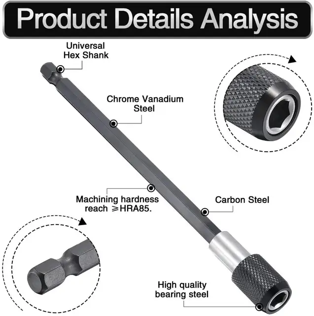 Locking Bit Holder 6-inch Magnetic Hex Screwdriver Bit Holder Extension ...