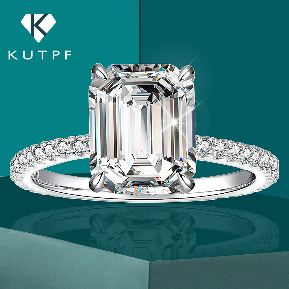 4CT-Rectangle-Moissanite-Engagement-Ring-Emerald-Cut-D-Color-Diamond ...