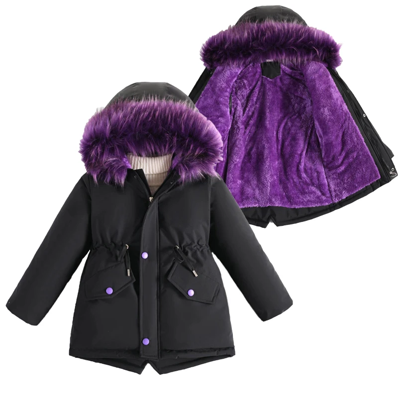 New-Big-Size-Teen-agers-Winter-Girls-Jacket-Fur-Collar-Lining-With ...
