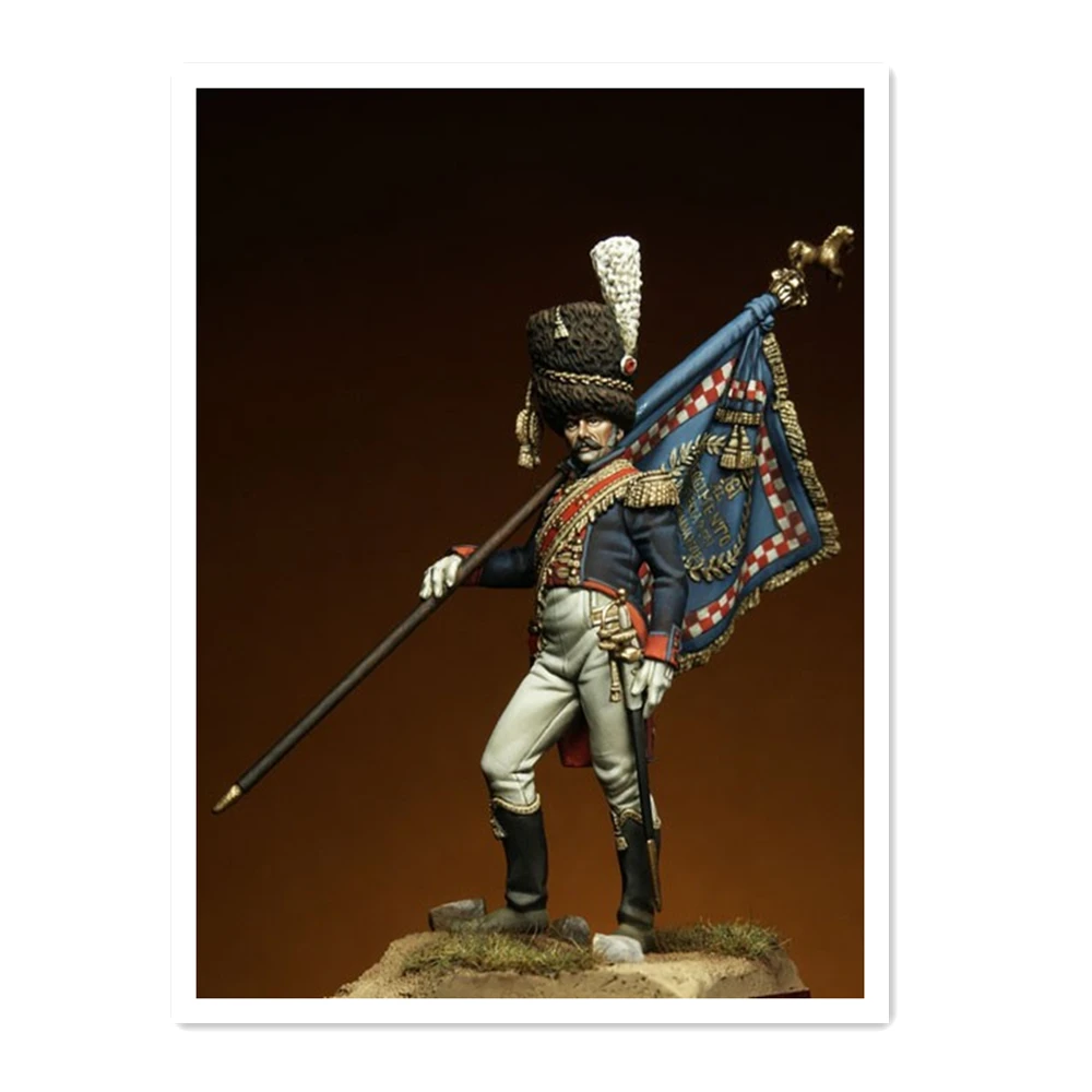 54mm Resin kit The French Napoleon era elite infantry flag in hand M54008