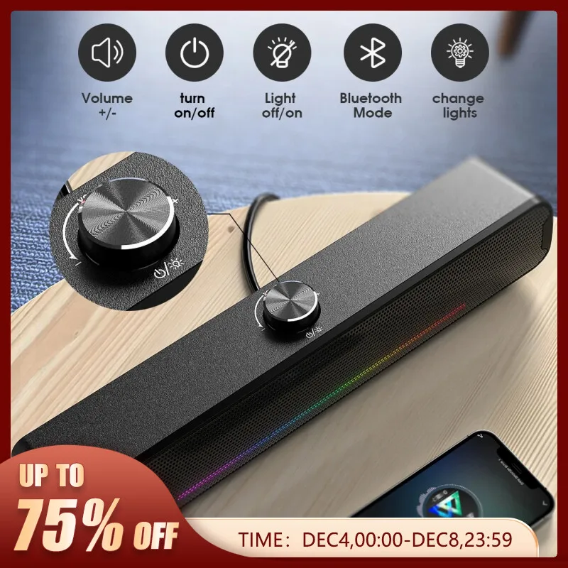 ONIKUMA-L16-Usb-Powered-Long-Soundbar-Speaker-Led-Ambient-Light-Rgb ...