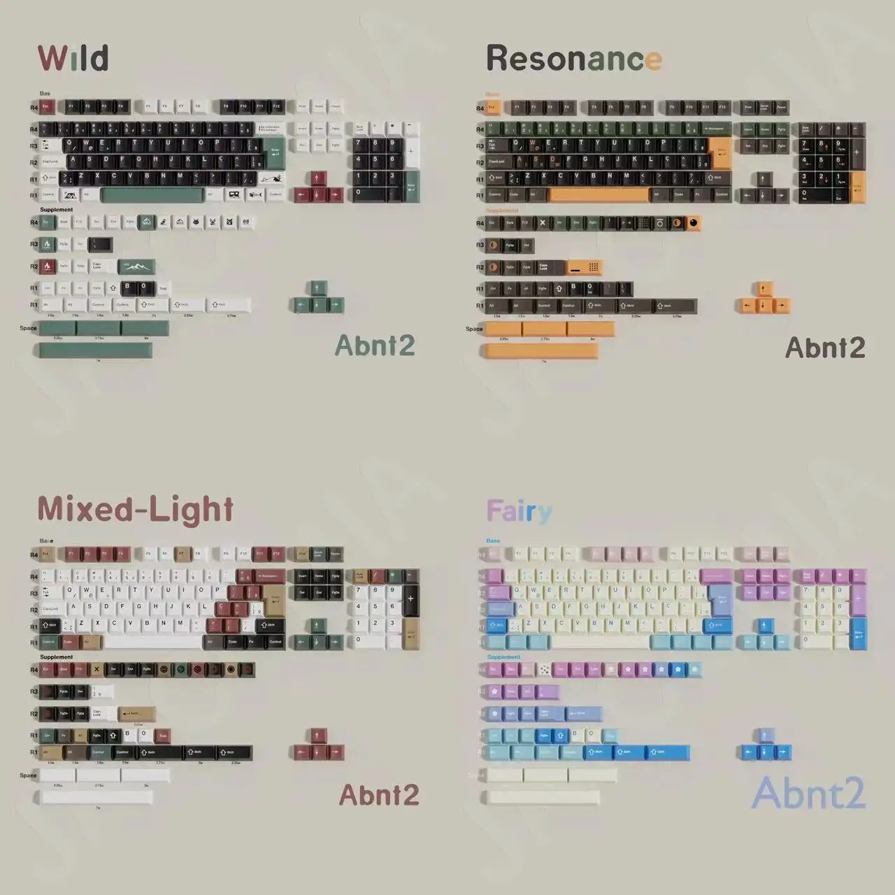 Abnt2-Keycaps-151-Keys-Set-Dye-Sub-Cherry-Profile-PBT-GMK-Fairy-Wild ...