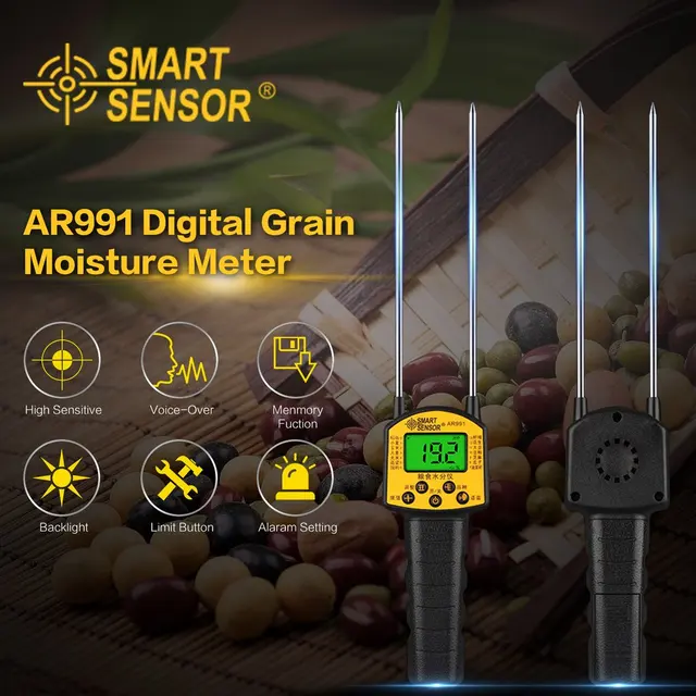 SMART SENSOR AR991 Professional Digital Grain Moisture Meter for Corn ...