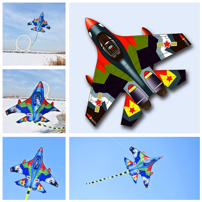 Free-shipping-plane-kite-flying-toys-nylon-ripstop-fighter-kite-string ...