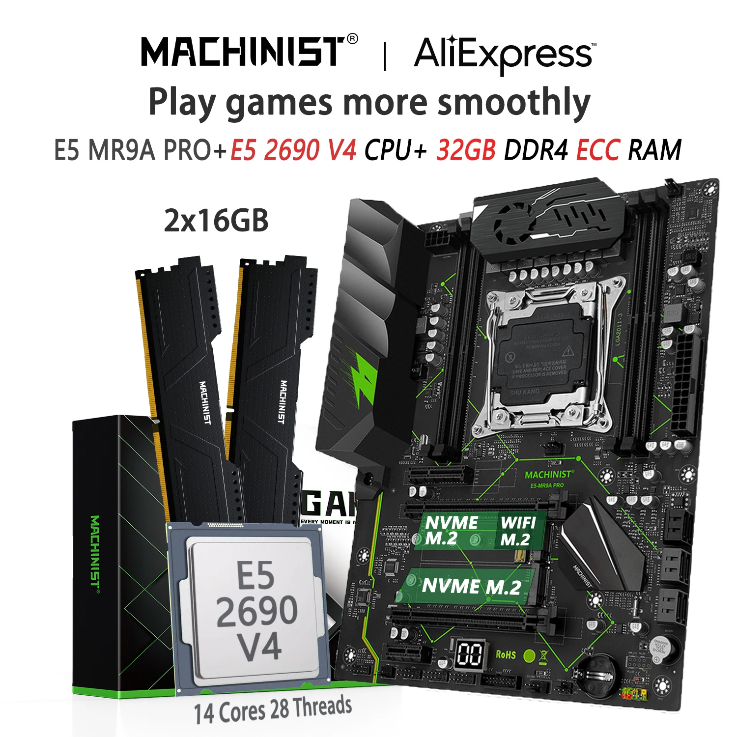 MACHINIST-MR9A PRO X99 Kit para Placa-Mãe, Conjunto LGA 2011-3, CPU ...