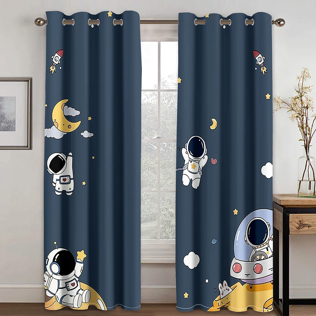 Universe-Curtains-Outer-Space-Stars-Galaxy-Planet-Rocket-Pattern-Room ...