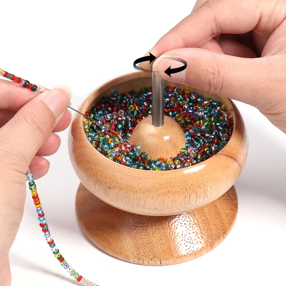 1-Set-Wooden-Spin-Beading-Tools-Beads-Storage-Bowl-Kit-with-Needle-for ...
