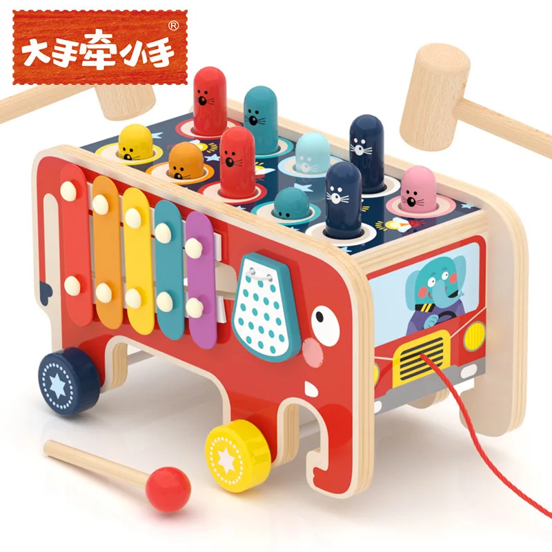 Wooden-Educational-Toys-for-Children-Elephant-Tapping-Piano-Whack-a ...