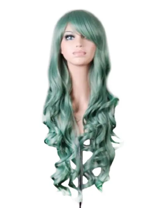 Perucas-verdes-onduladas-longas-com-Franja-para-mulheres-peruca ...