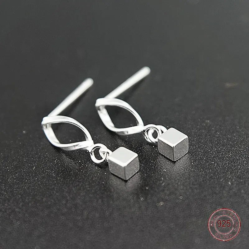 925-Sterling-Silver-Wave-Square-Brincos-Dangle-Simplicidade-Acess-rio-Lady-Brinco-Amigos-Partido ...