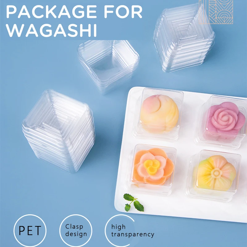 50-PC-Set-Wagashi-Packing-Box-Transparent-Lid-Blister-box-Tape-Base ...