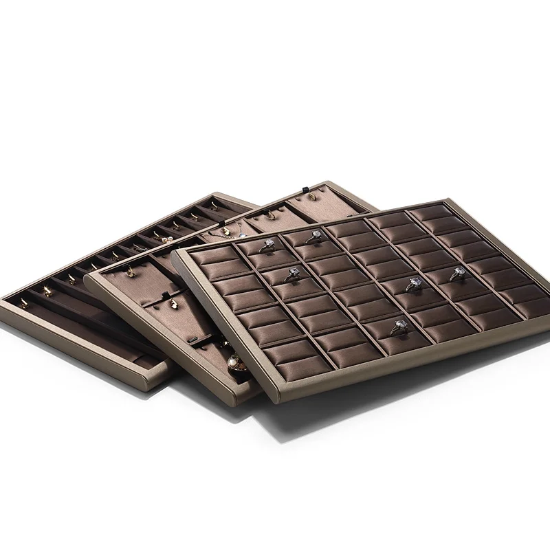 Luxulry-Brown-12-Slot-Jewelry-Organizer-Tray-PU-Cool-Bracelet-Necklace ...