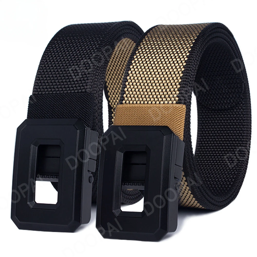 Men Belts Automatic Buckle Metal Tactical Belt Women Fashion Canvas ...