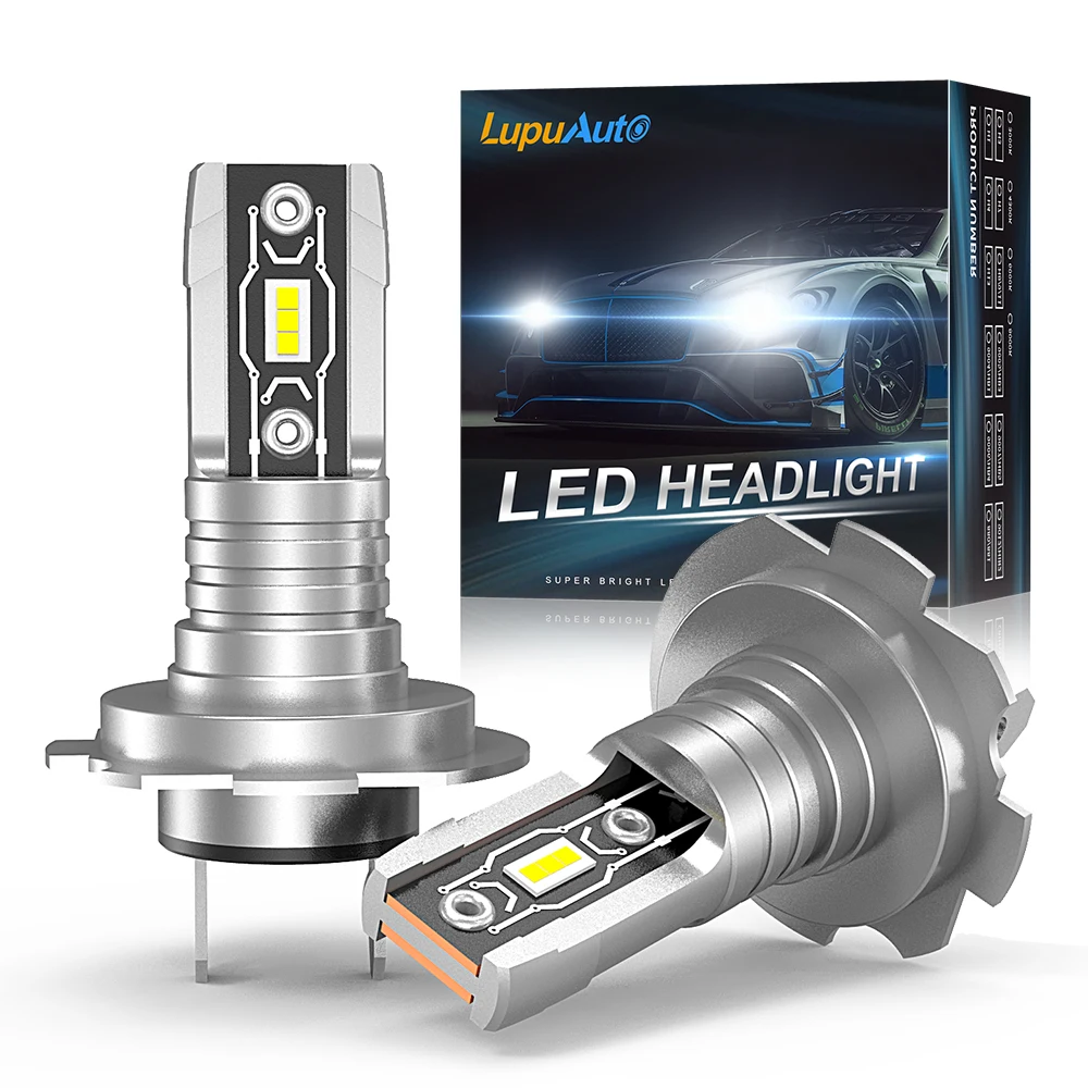 18000LM H7 LED Bulb Mini Size Head Lamp Wireless Fanless CSP LED Chips ...