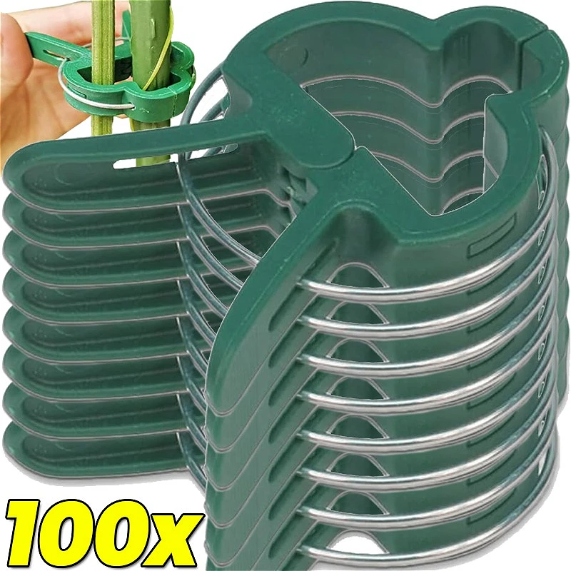 20/100x Plant Fixed Clips Reusable Garden Bracket for Tomato Cucumber ...