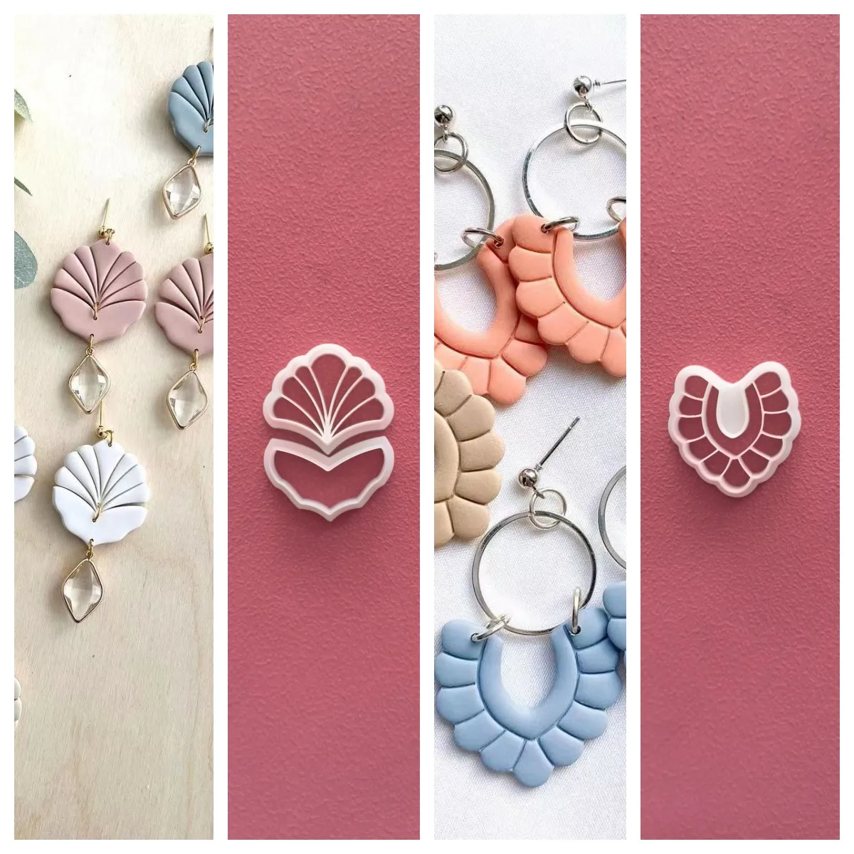 Lune Polymer Clay Cutter | Scalloped Seashell Earring Set | Art Deco ...