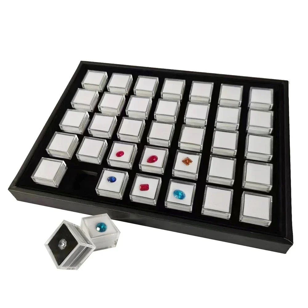 Square Diamond Storage Box Stone Gems Jewelry Display Showcase Gemstone ...