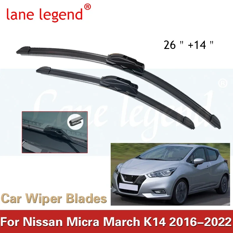 Car Front Wiper Blades For Nissan Micra March K14 2016 2017 2018 2019 ...
