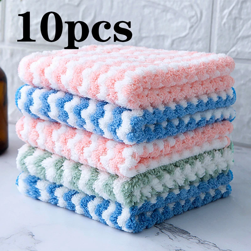3/5/10PCSSuper Absorbent Microfiber Thick Kitchen Towel Dishcloth ...