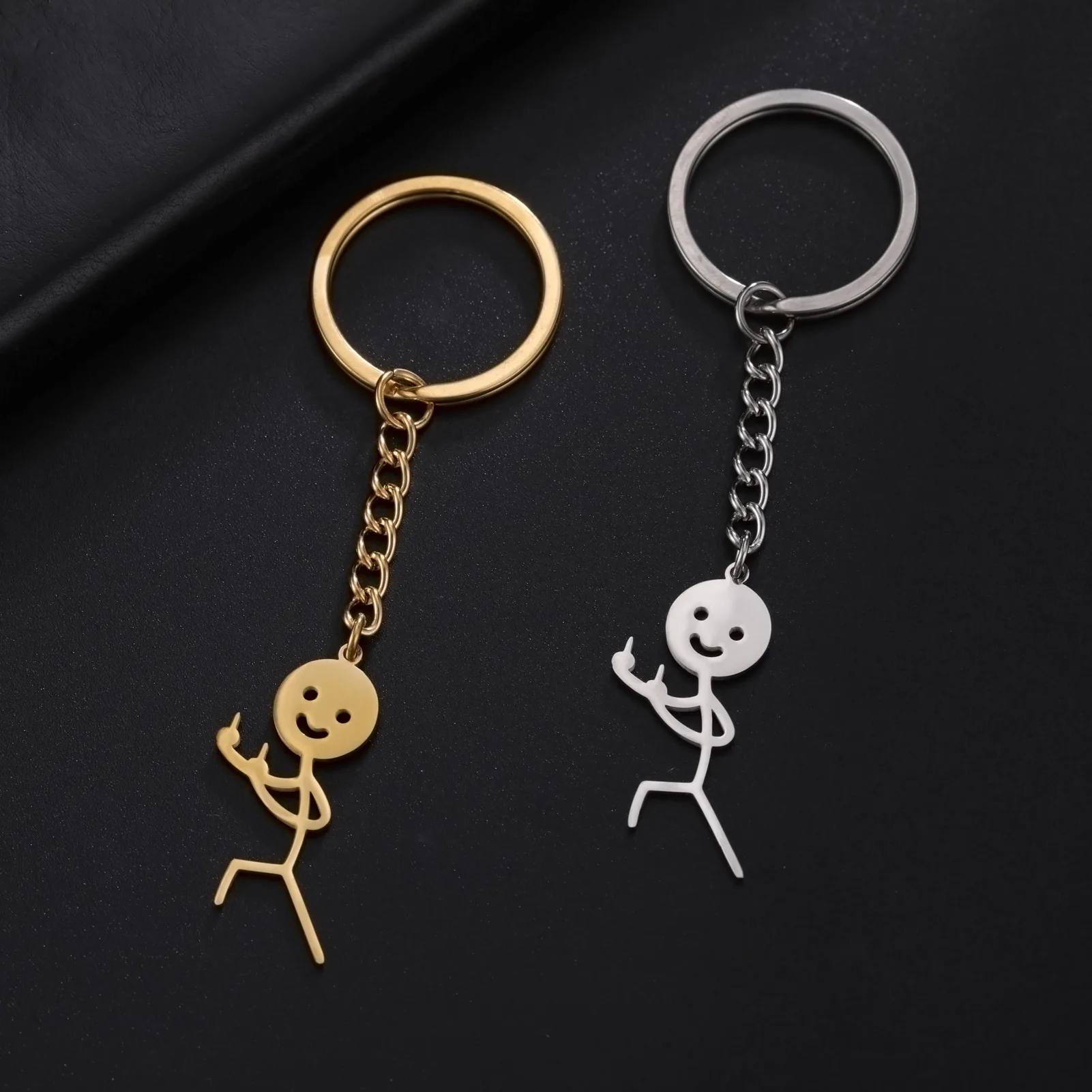 Cute-Doodle-Stainless-Steel-Keychain-Middle-Finger-Stickman-Men-Pendant ...