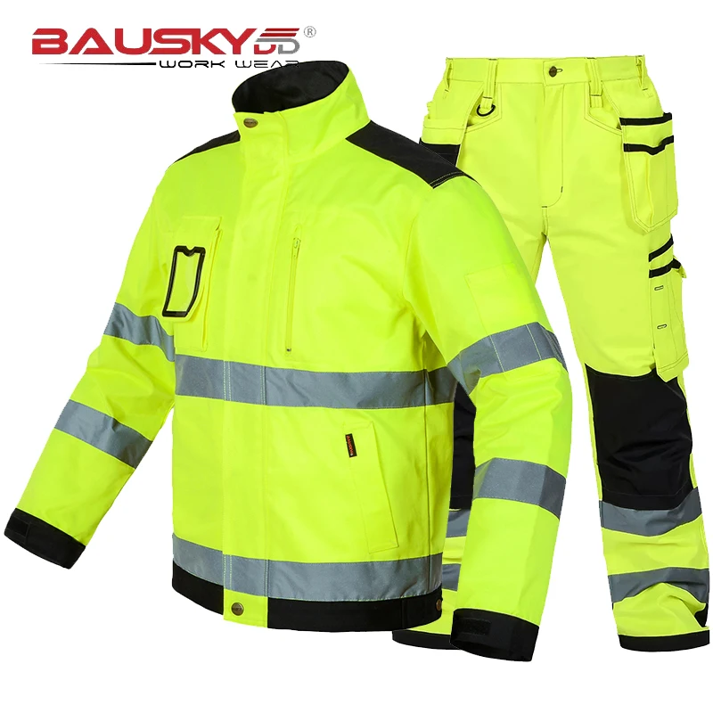 Work-Suit-for-Construction-Reflector-Hi-Vis-Jacket-and-Pants-Set-Multi ...
