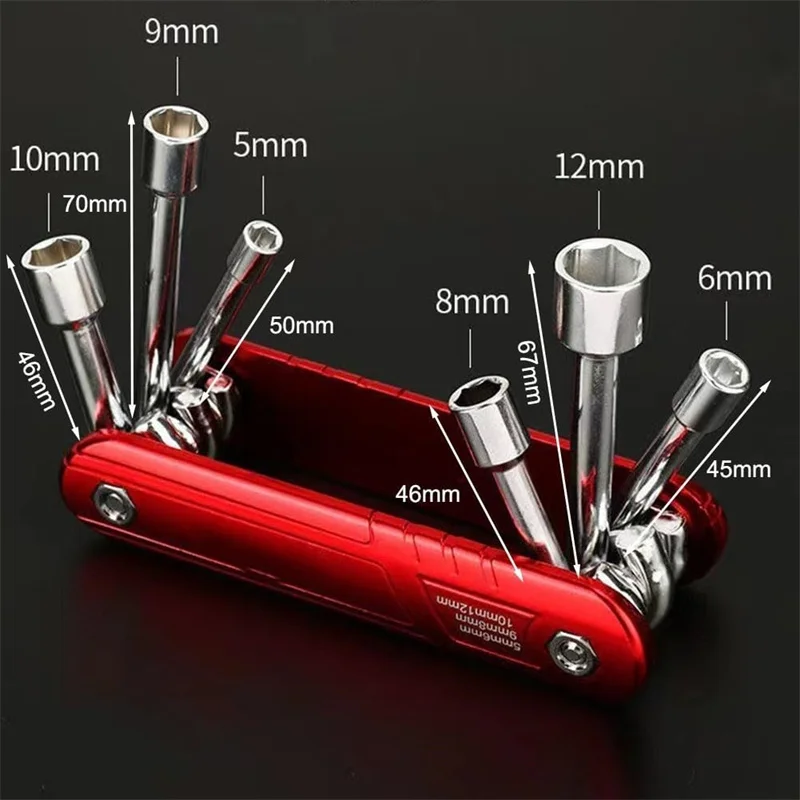 6 in 1 Folding Nut Driver Set Folding Socket Wrench Multi Functional ...