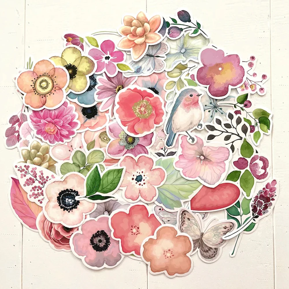 45PCS Beautiful Flower Stickers Watercolor Floral Decals for Laptop ...