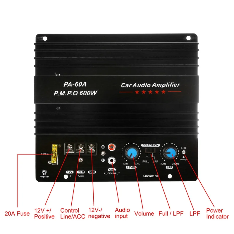 12V-600W-PA-60A-Speaker-Subwoofer-Bass-Module-High-Power-Car-Audio ...