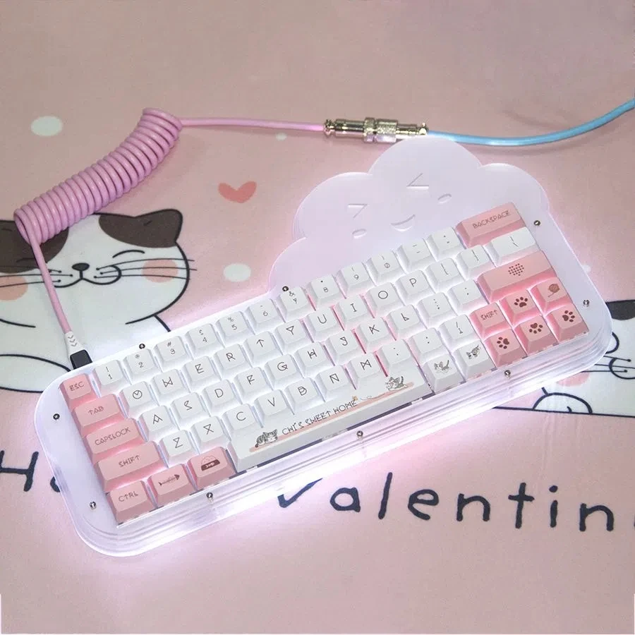 Mechanical-Keyboard-Cute-Mechanical-Kit-Clouds-64-Kit-60-Hot-Swappable ...
