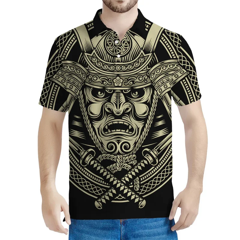 Japanese-Samurai-Warrior-3d-Printed-Polo-Shirt-For-Men-Summer-Loose ...