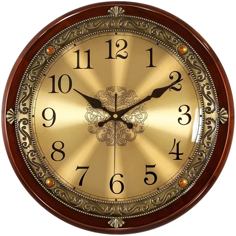 Luxury-Wood-Wall-Clock-Metal-Retro-Nordic-American-Style-Gold-Silent ...