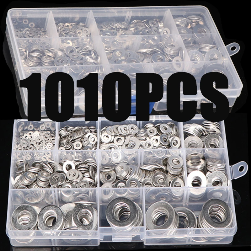 1010pcs Stainless Steel Washer Set M2 M3 M4 M5 M6 M8 M10 M12 Washer ...