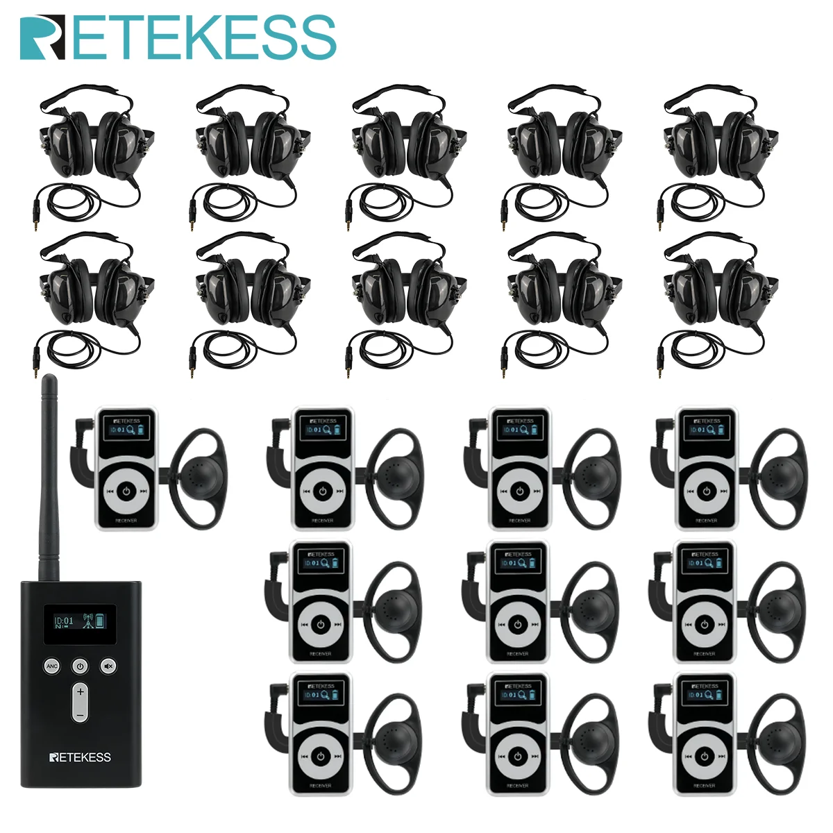 RETEKESS T130P Wireless Tour Guide System with TT034 Noise Reduction ...