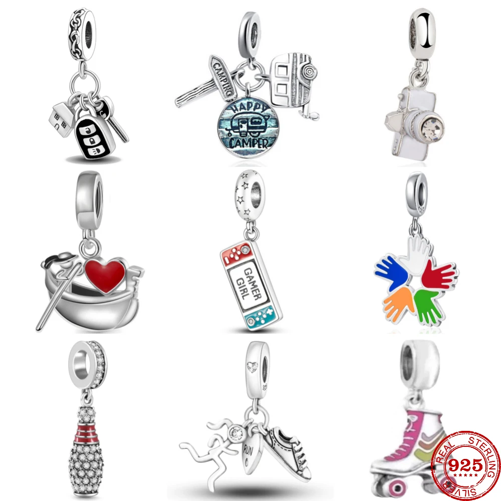 925-Sterling-Silver-Car-keys-Camera-Bowling-game-Roller-skates-running ...