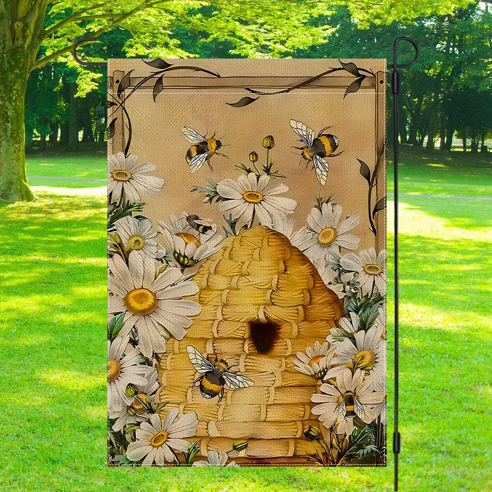 1pc Hello Spring Garden Flag - Double-Sided Floral Design with Bees ...