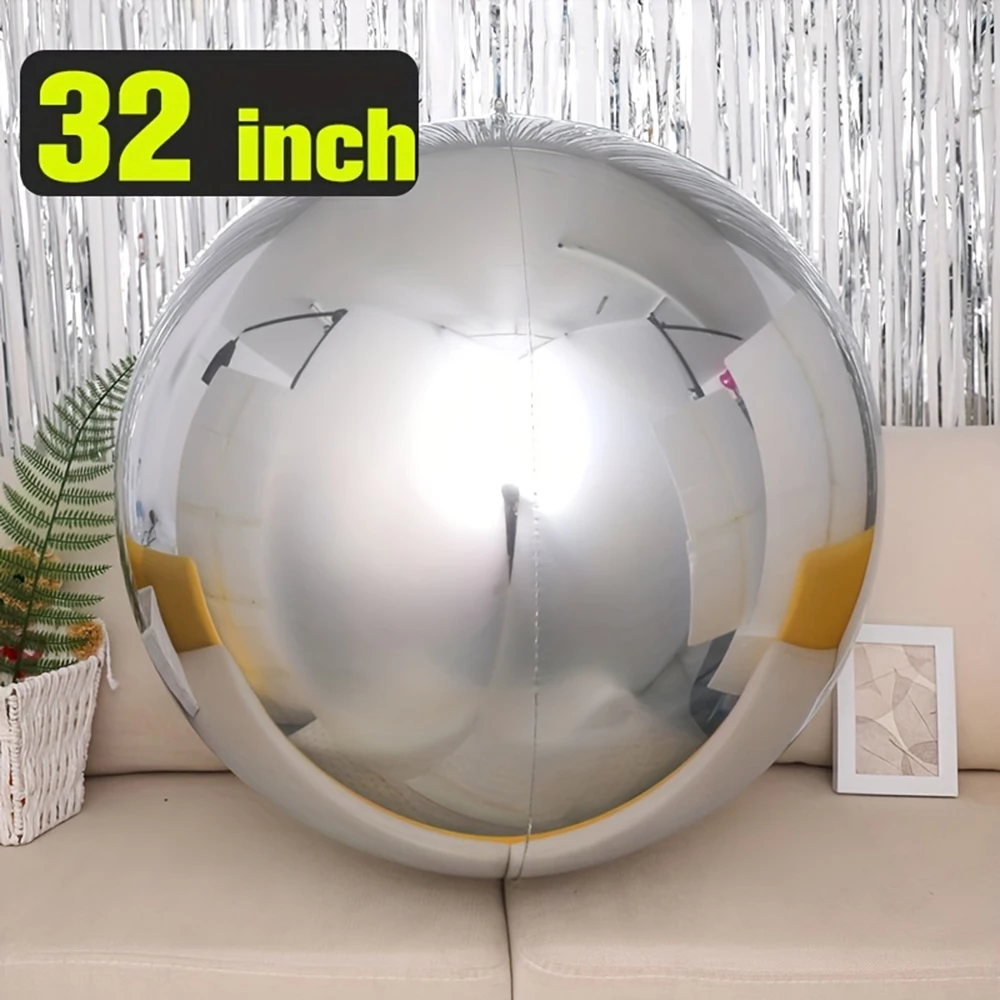 32-Silver-Gold-4D-Balloon-Foil-Mylar-Sphere-Balloon-for-Birthday-Party ...