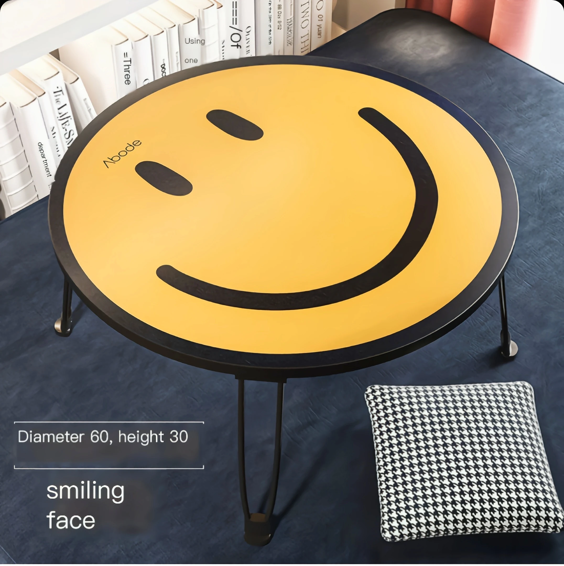 Folding-table-circular-smiling-face-table-on-bed-coffee-table-laptop ...