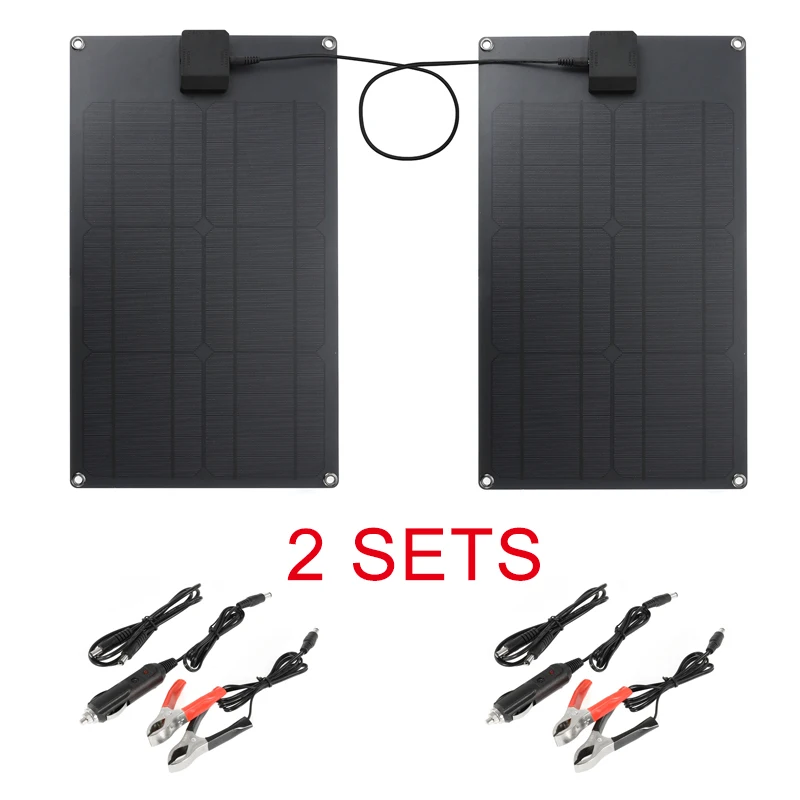 NEW-18V-50W-Solar-Panel-Portable-USB-Type-C-Dual-Port-Battery-Charger ...