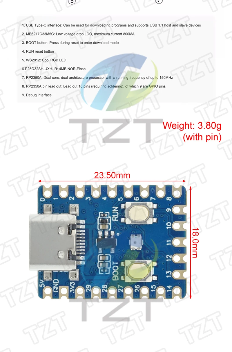 RP2350-Zero Mini Development Board RP2350 Based on Raspberry Pi RP2350A ...