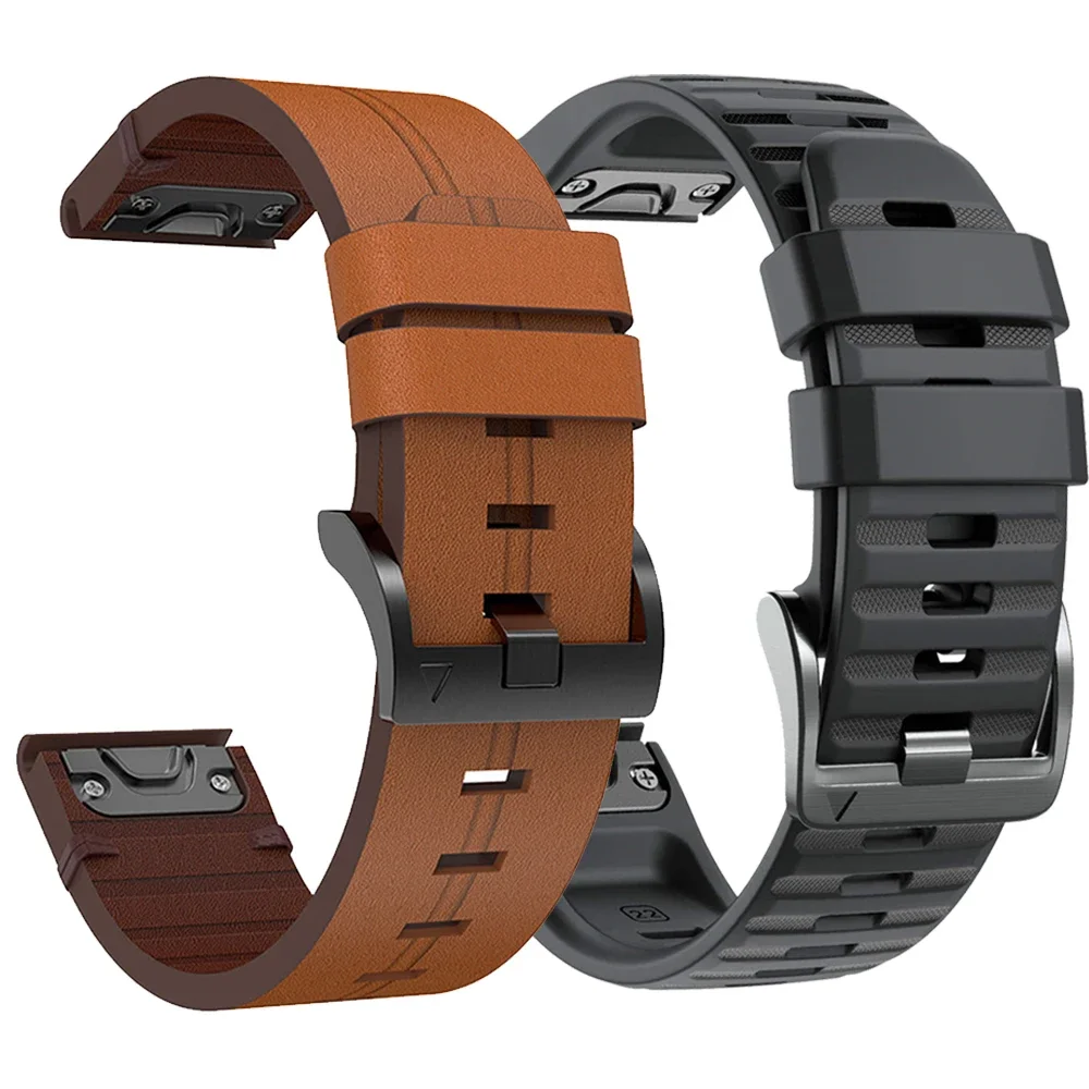 22-26mm-QuickFit-Leather-Strap-For-Garmin-Tactix-7-AMOLED-Tactix7-Pro ...