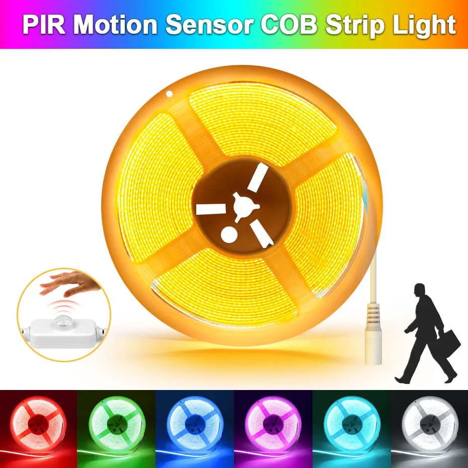 10M 8M 5M COB Led Strips Lights With Motion Dector 320LEDs/m or No ...