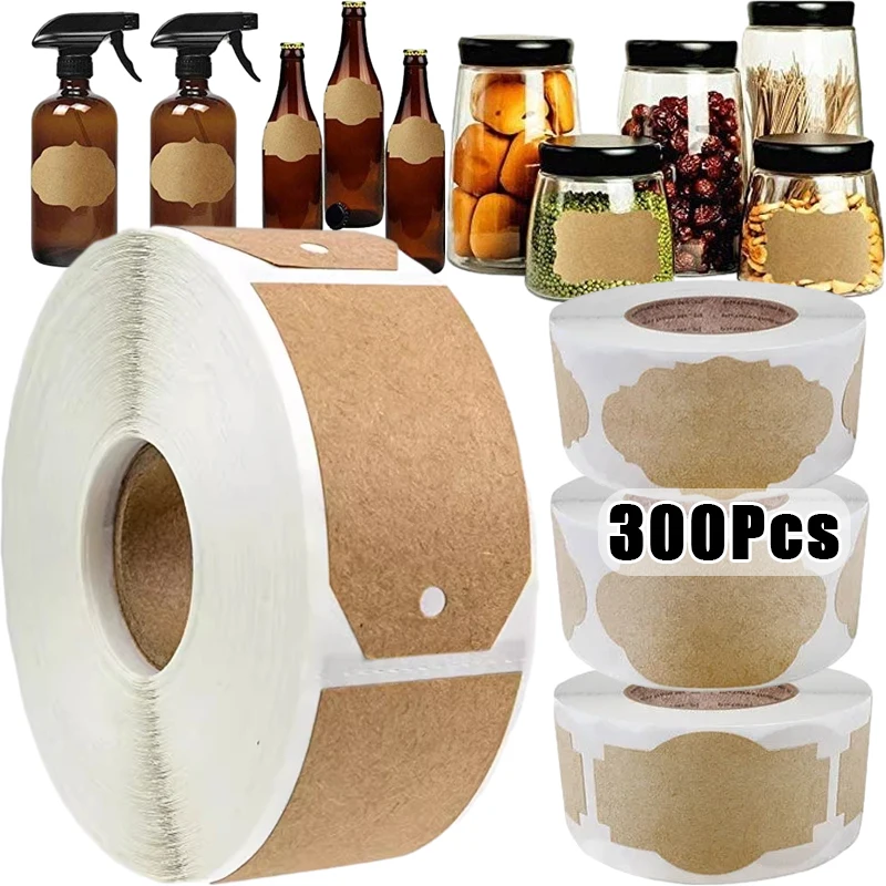 300Pcs-Roll-Kraft-Paper-Stickers-Spice-Jar-Labels-Handmade-Stationery ...
