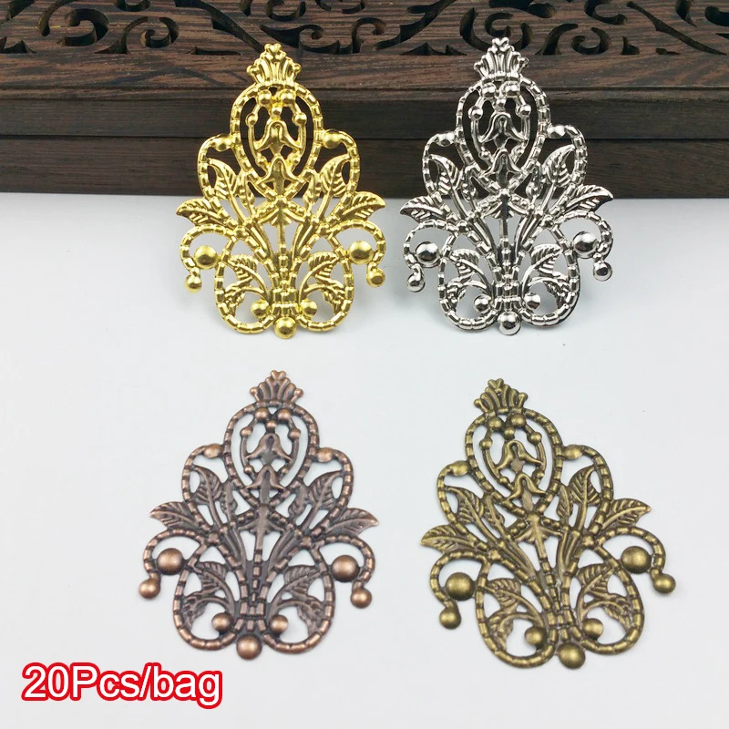 20Pcs Bronze/Copper/Gold/Silver Filigree Wraps Flower Connectors Metal ...