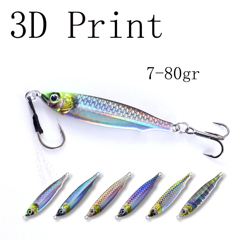 3d Print Metal Jig Fishing Shore Jigging Sea Fishing Slow Jig Lifelike Micro Jigg Ultra Slim ...