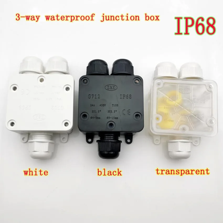 3 Way Waterproof Junction Box IP68 4/5/6pin 4 14mm Electrical Cable ...