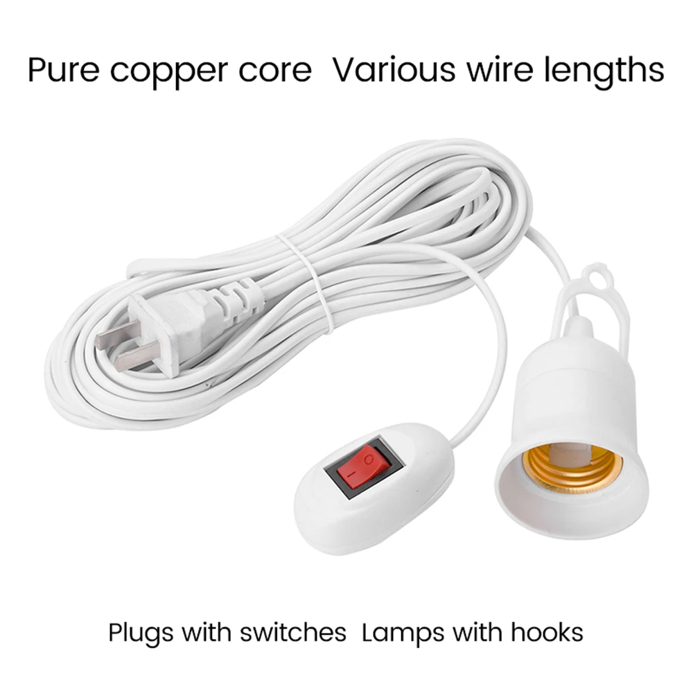 3-10m-Line-Length-Lamp-Holder-Universal-E27-Screw-With-Switch-LED-Bulb ...