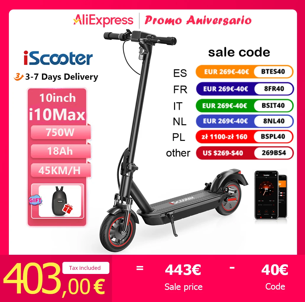 iScooter-i10Max-Electric-Scooter-18Ah-45KM-H-Foldable-Scooters-for ...