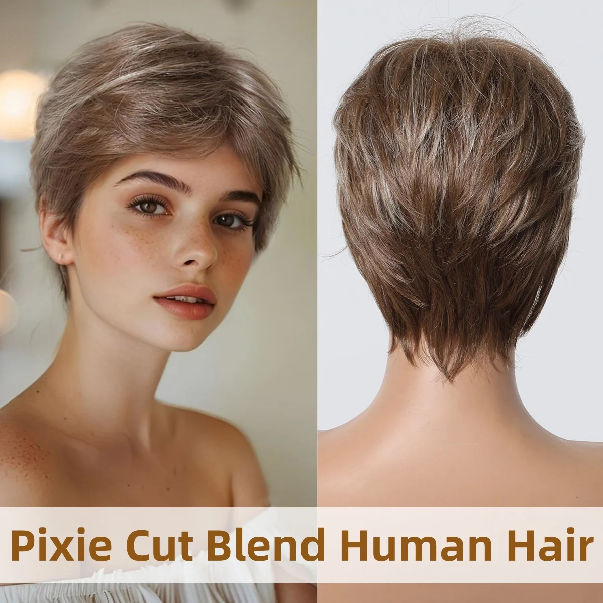 Brown-Natural-Straight-Blend-peruca-de-cabelo-humano-para-mulheres-uso ...