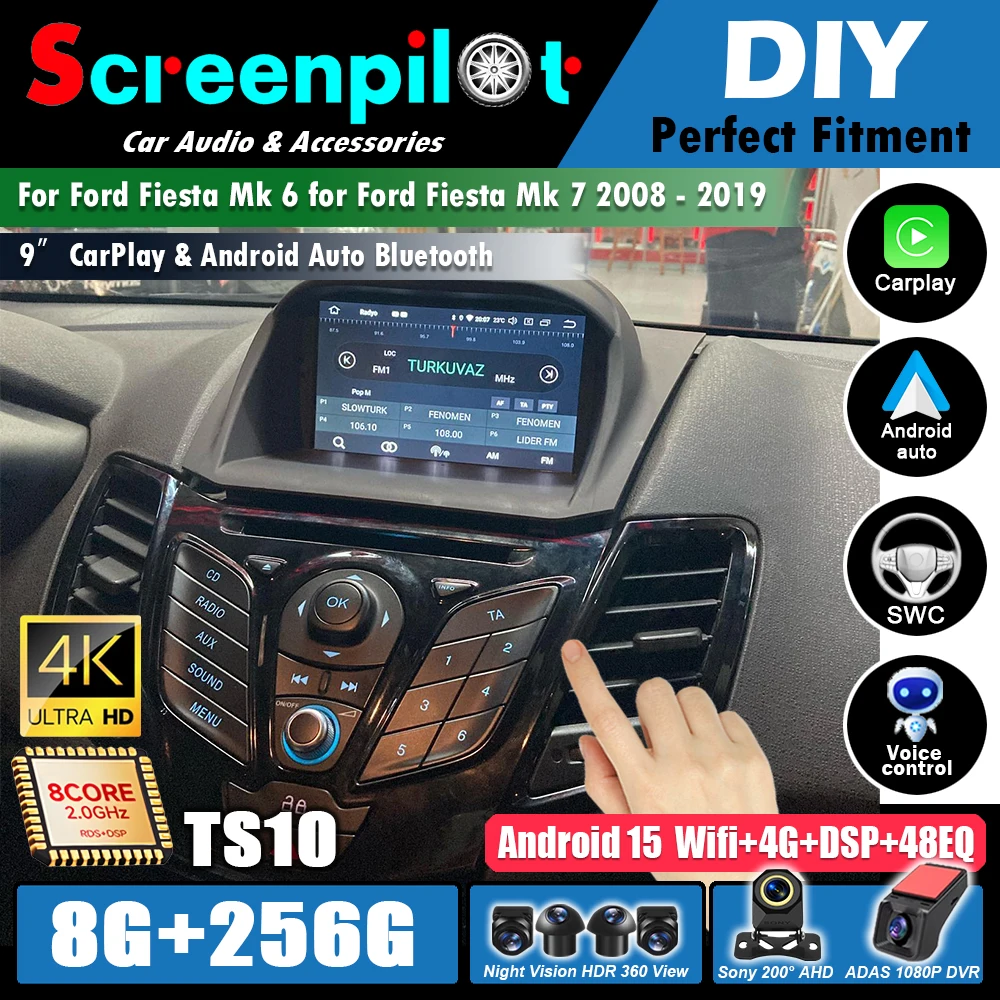 Android 16 For Ford Fiesta Mk 6 for Ford Fiesta Mk 7 2008 - 2019 Car ...