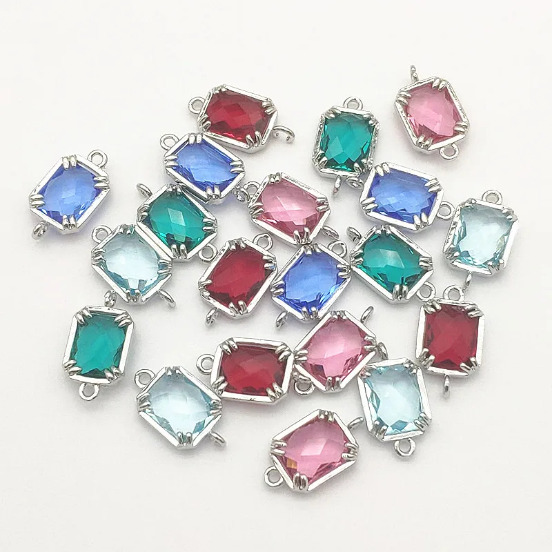 NEW ARRIVAL!16x9mm50pcs Rhodium Crystal Rectangle Connectors For ...